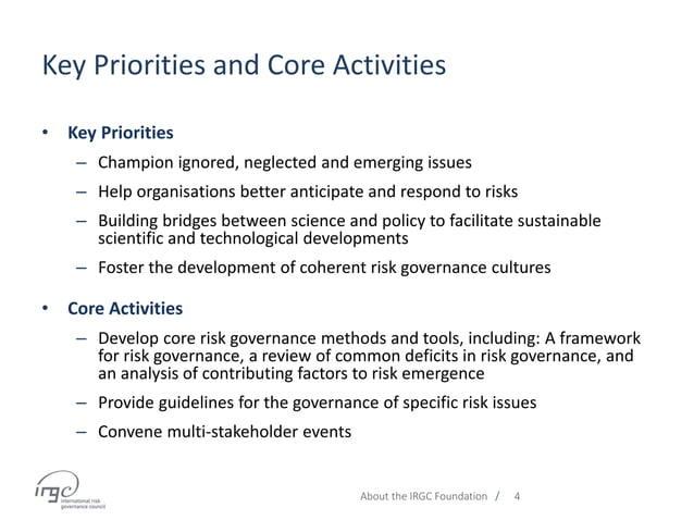About the IRGC Foundation | PPT