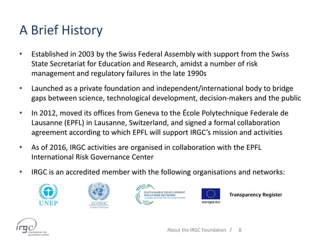 About the IRGC Foundation | PPT