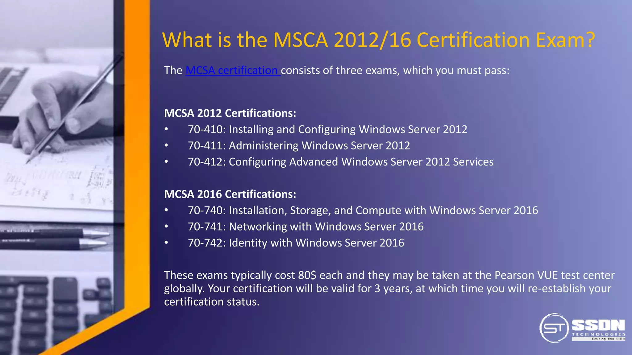About the MCSA Certification Training | PPTX