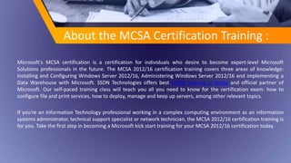 About the MCSA Certification Training | PPTX