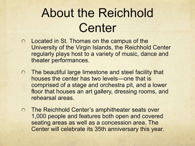 About the Reichhold Center for the Arts | PPTX