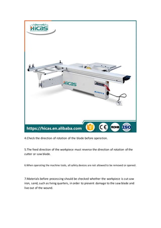 About the sliding table panel saw safety procedures | DOCX