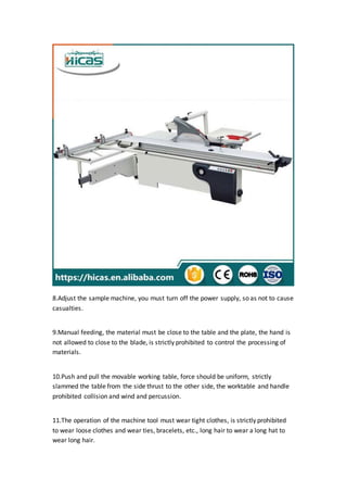 About the sliding table panel saw safety procedures | DOCX