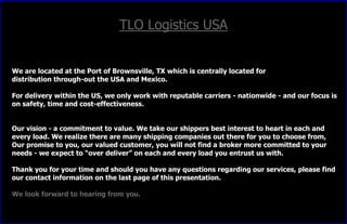TLO Logistics USA | PDF
