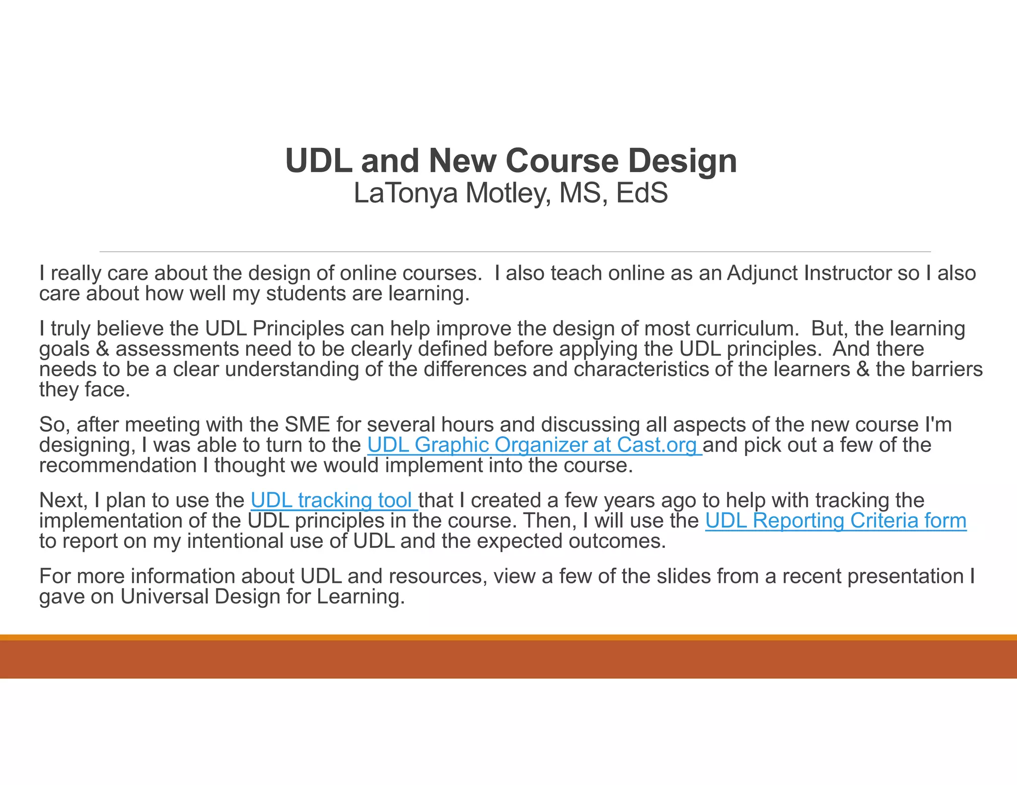 UDL and New Course Design | PDF