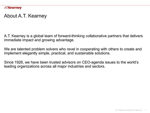 A.T. Kearney: About Us | PPTX