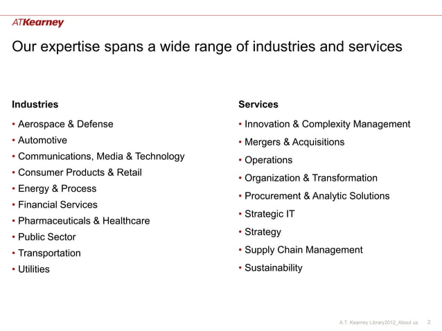A.T. Kearney: About Us | PPTX