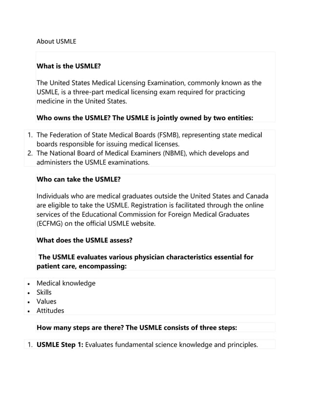 About USMLE.docx | Healthcare Industry | Industries