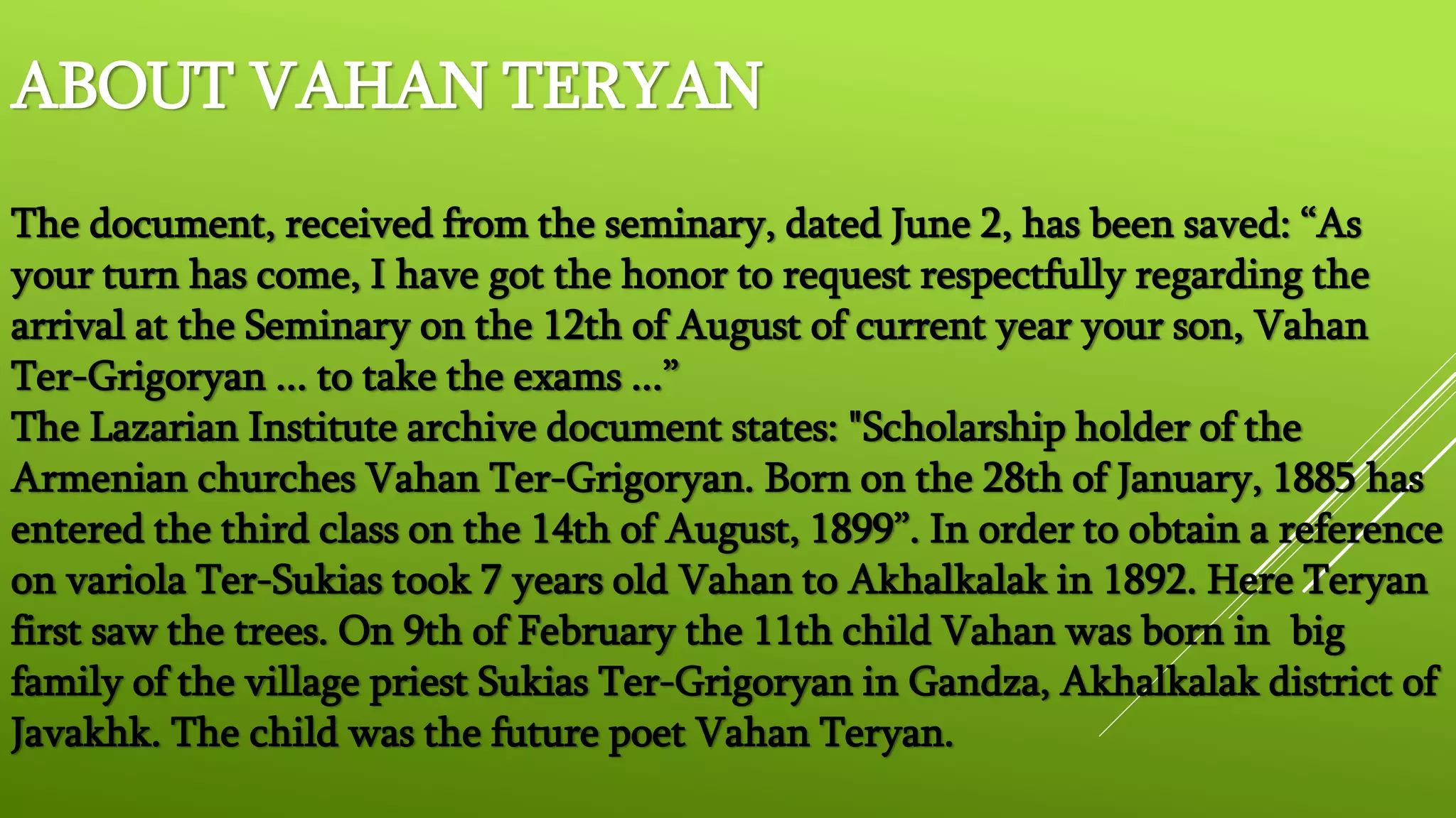 About Vahan Teryan | PPTX