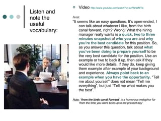 Job Interview: ESL Discussion: How to approach personal questions 2 | PPT