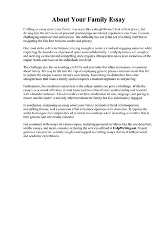 About Your Family Essay | PDF