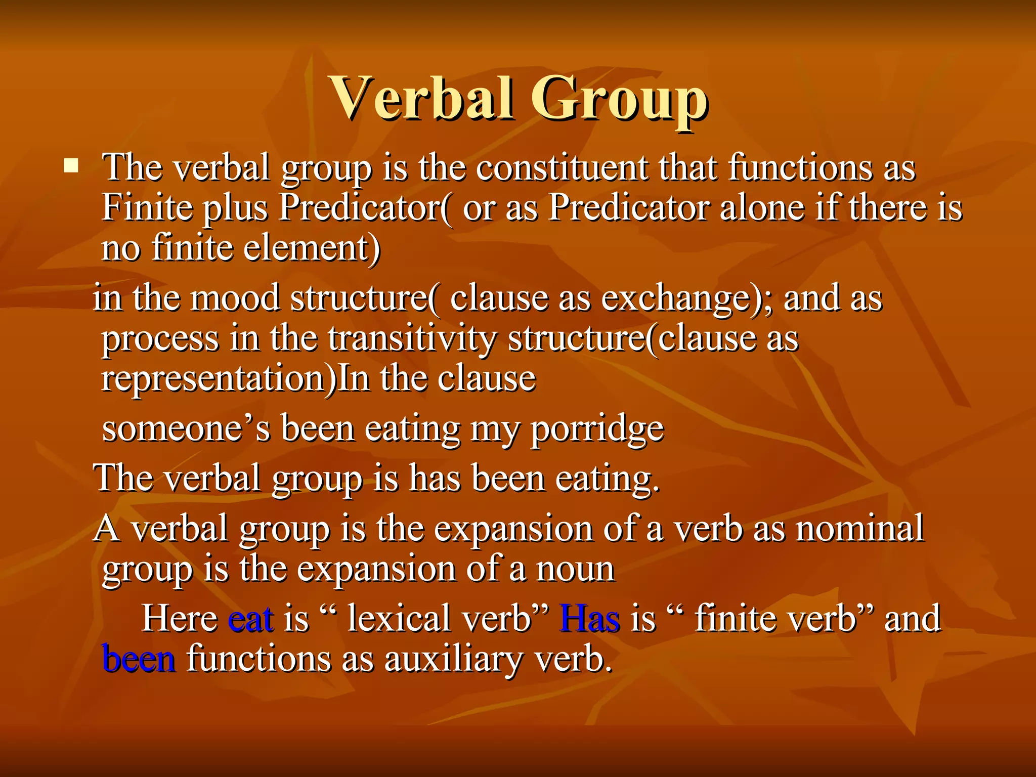 Above The Clause & Below The Cluase In Functional Grammar | PPT