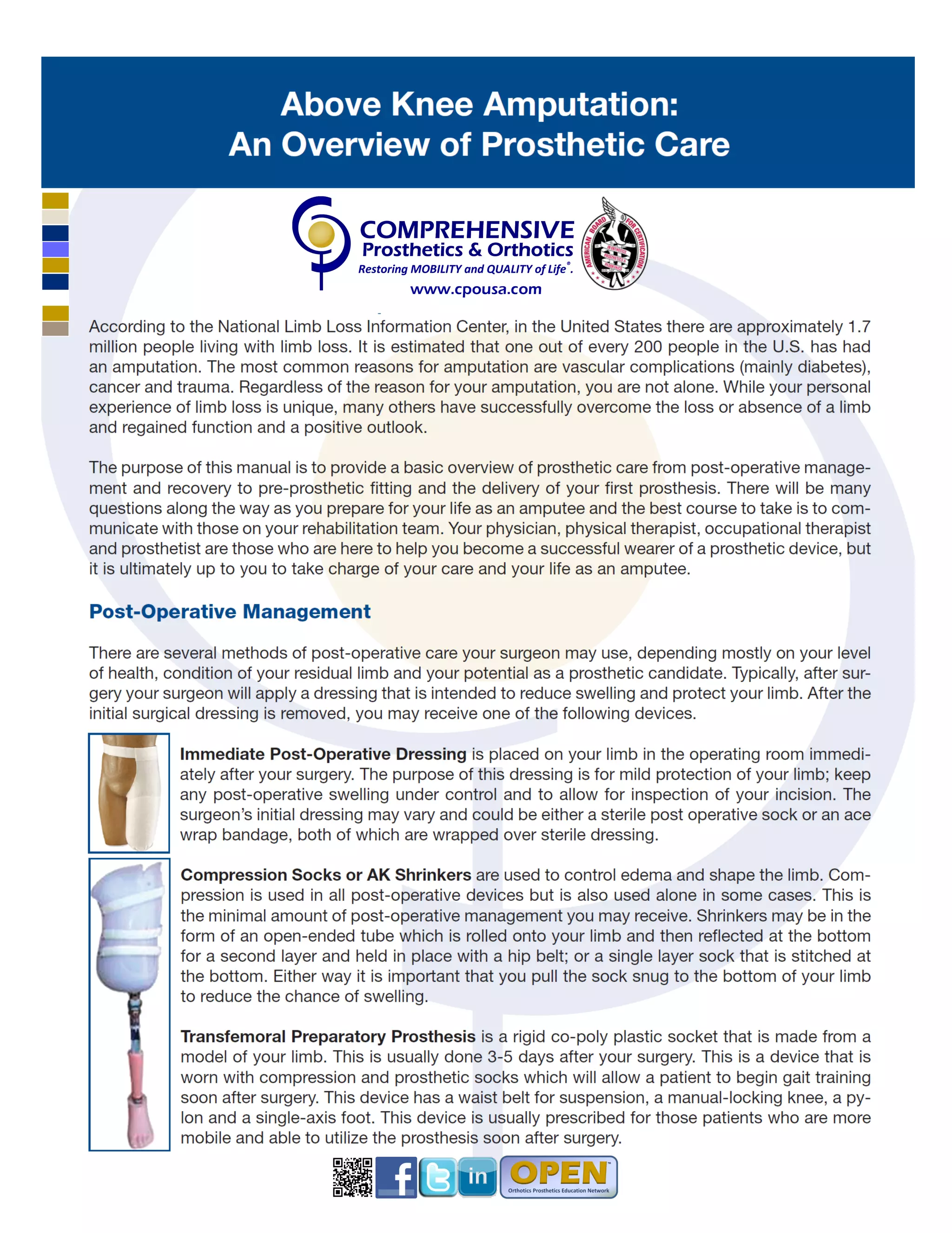 Above Knee Amputation An Overview Of Prosthetic Care | PDF