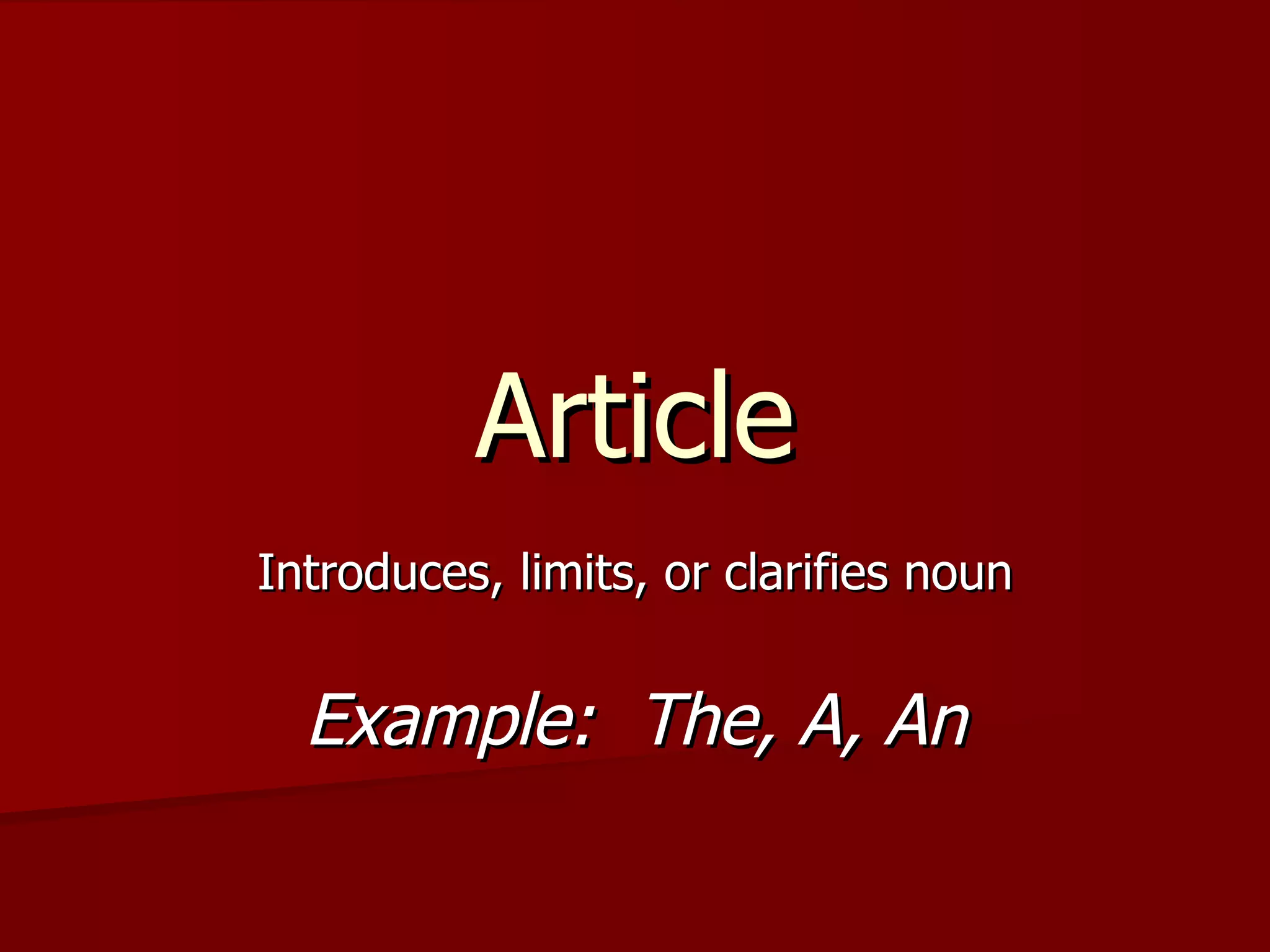 Parts Of Speech | PPT