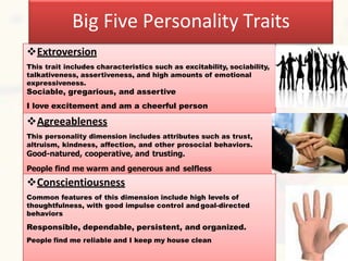 Personality Theories, Types of Personalities and Traits. | PPTX