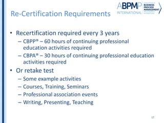 ABPMP International Overview | PDF | Professional School | Postgraduate ...