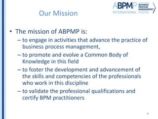 ABPMP International Overview | PDF | Professional School | Postgraduate Education