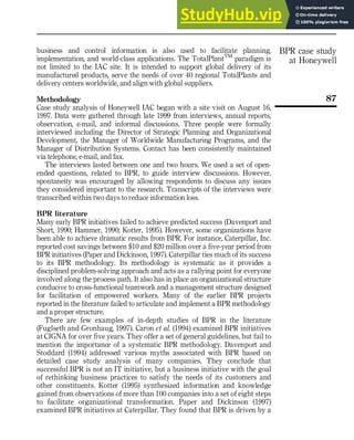 A BPR Case Study At Honeywell | PDF