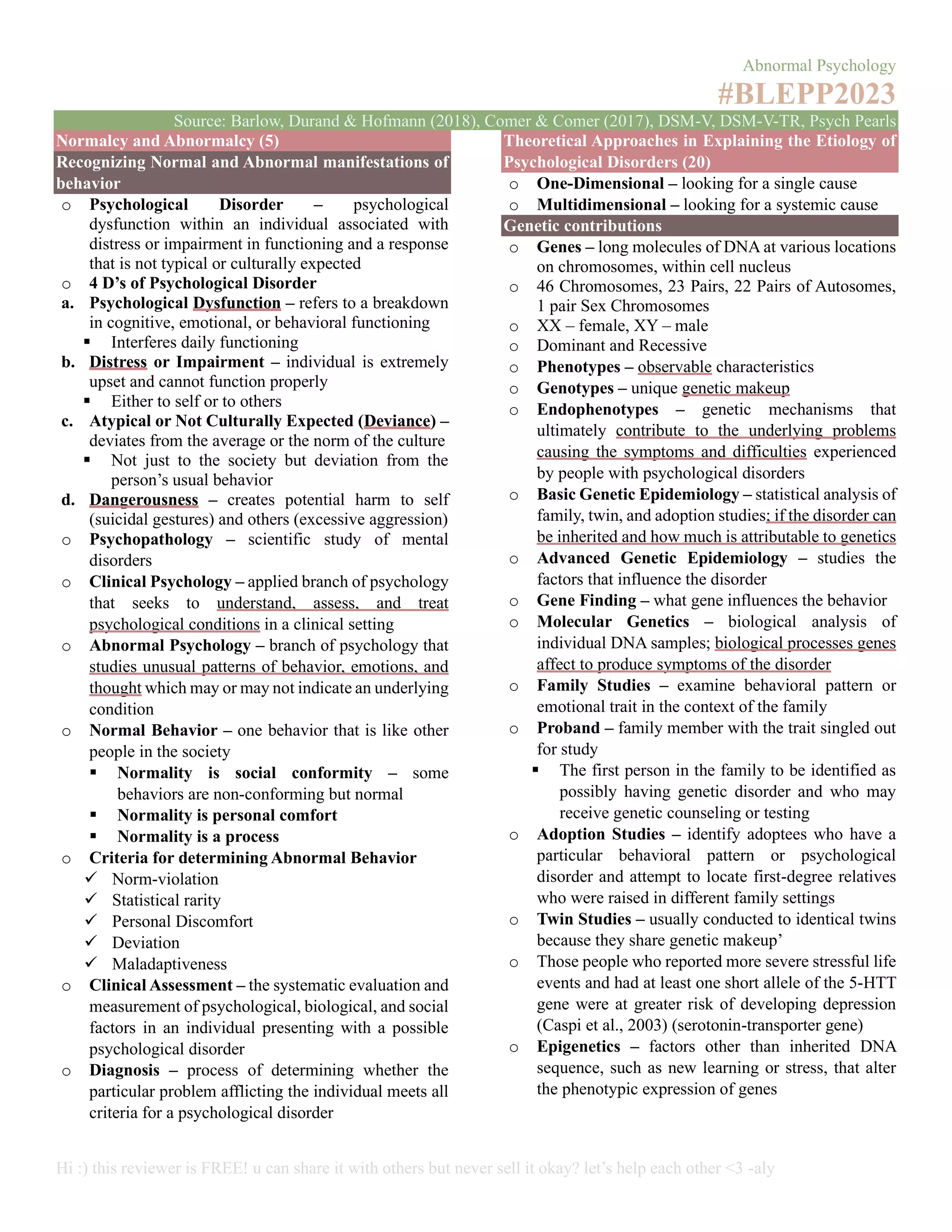 BLEPP Reviewer - Abnormal Psychology | PDF