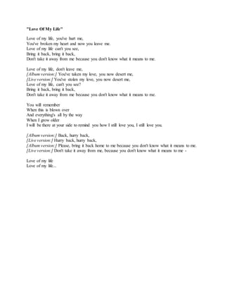 Love of my life | DOCX
