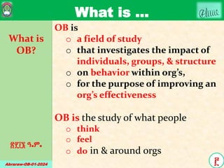 Organization behavior second year for marketing management student | PDF