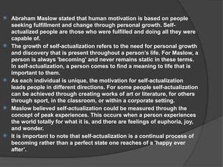 ABRAHAM MOSLOW HIERARCHY OF NEEDS PPTTXX. | PPT