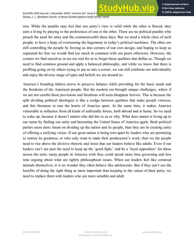 Abraham Lincoln A House Divided Against Itself Cannot Stand | PDF