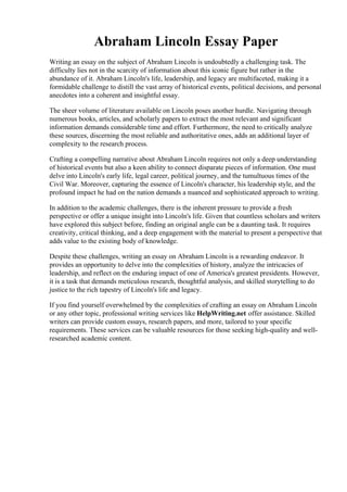Abraham Lincoln Essay Paper.pdf