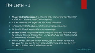 Abraham lincoln's letter to his son’s teacher | PPTX