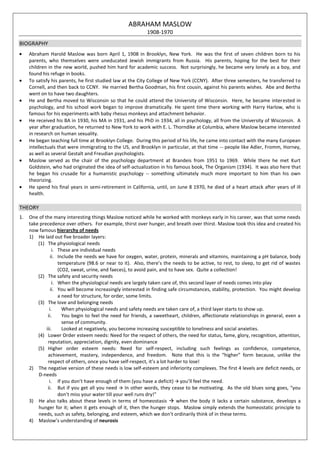 Abraham maslow | DOCX | Graduation | Personal Celebrations & Life Events