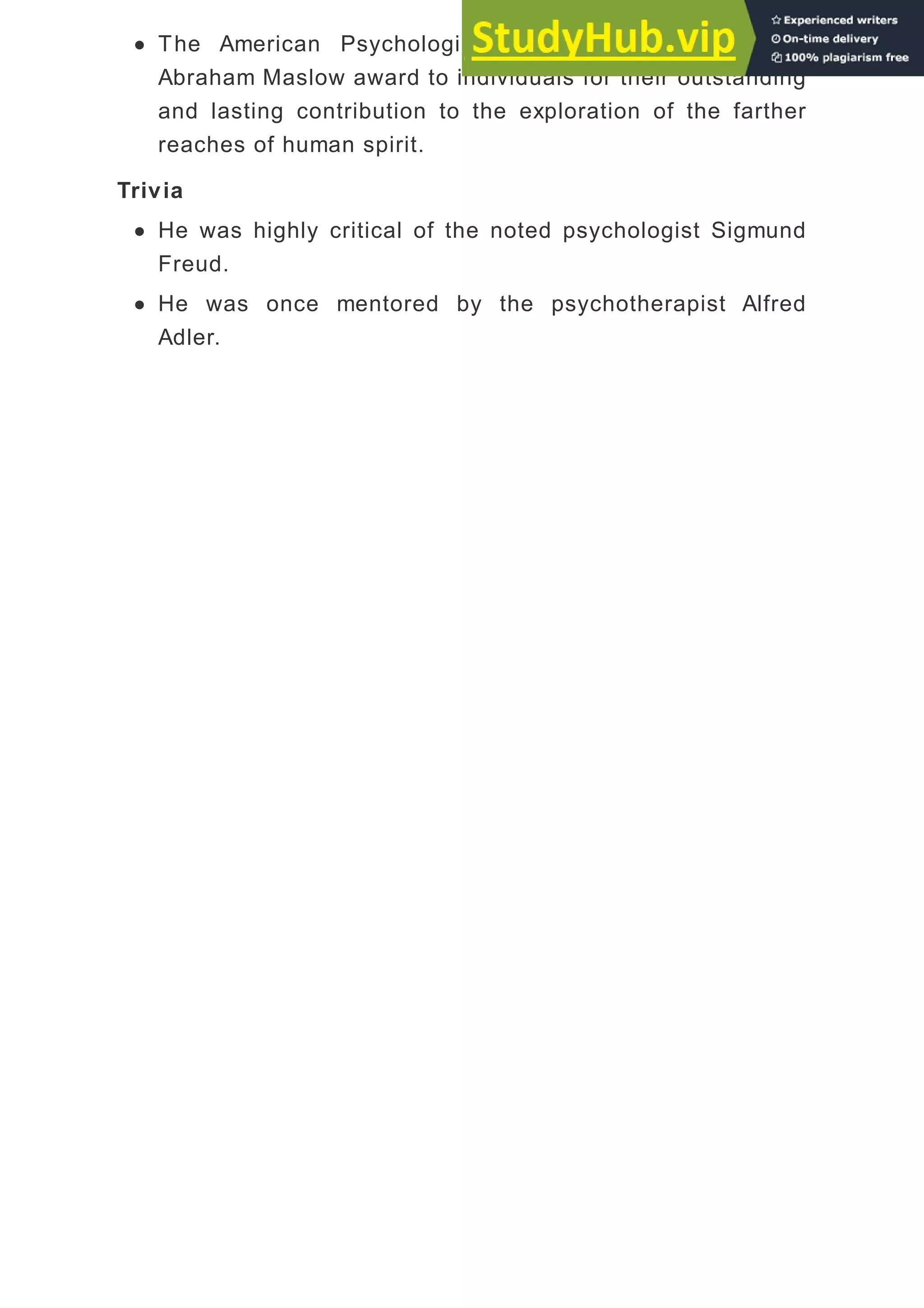 Abraham Maslow Biography | PDF Abraham Maslow Biography | PDF