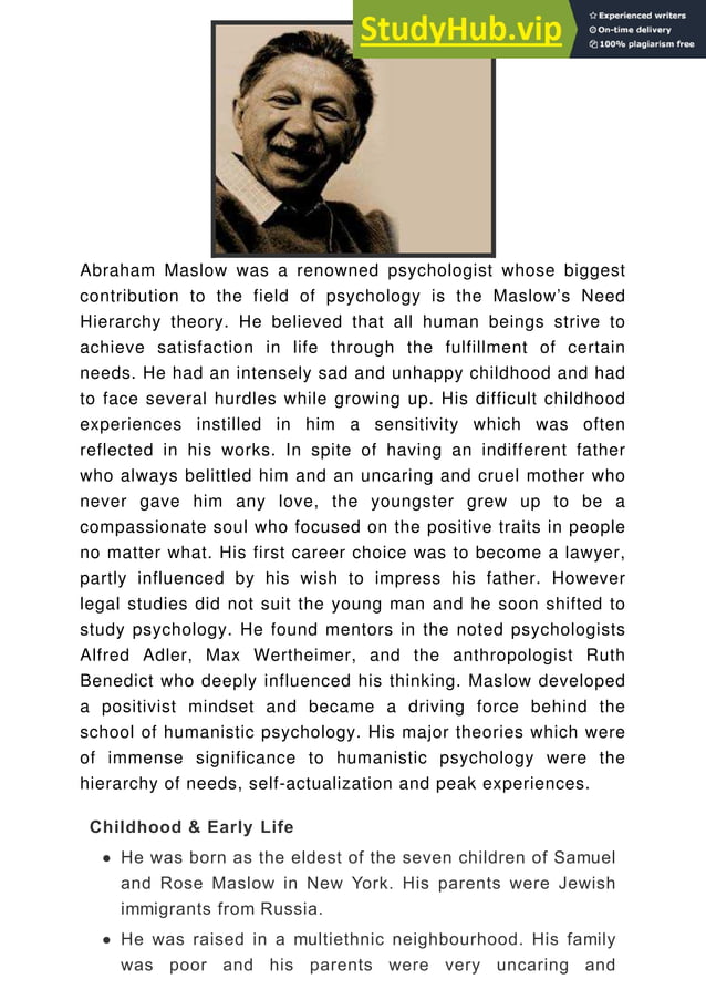Abraham Maslow Biography | PDF Abraham Maslow Biography | PDF