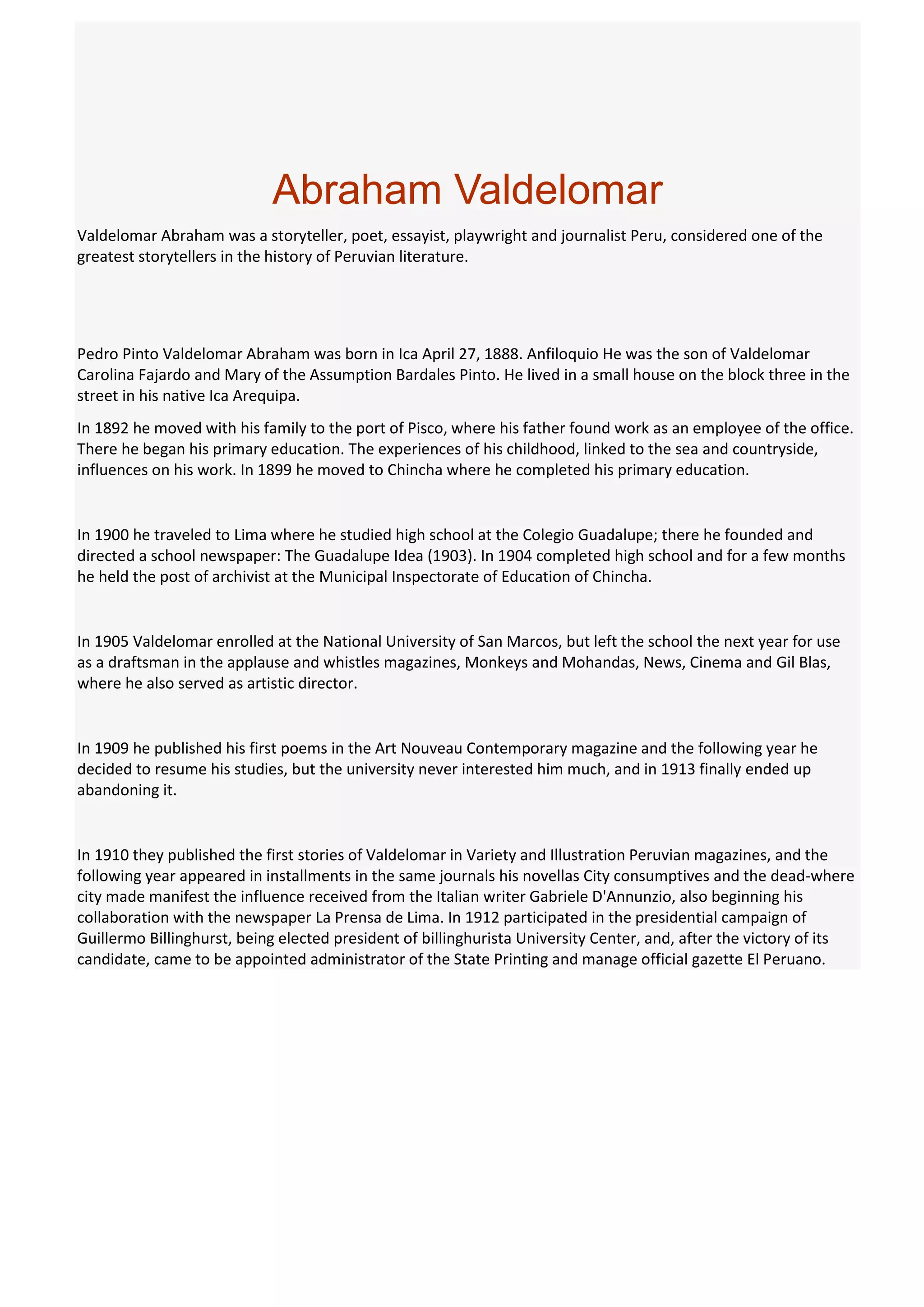 Abraham valdelomar | DOCX