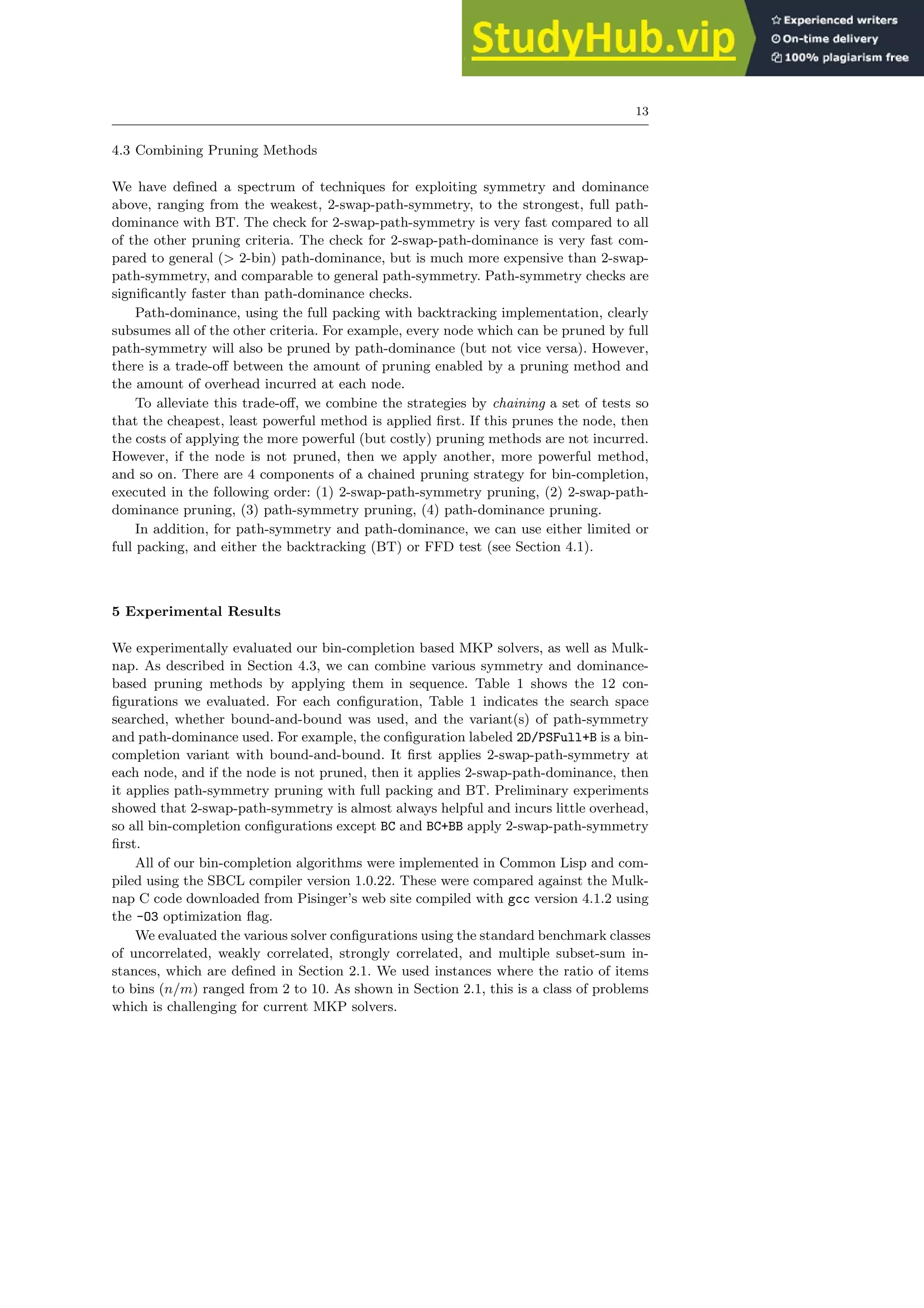 A Branch And Bound Algorithm For Hard Multiple Knapsack Problems Pdf Computing Technology