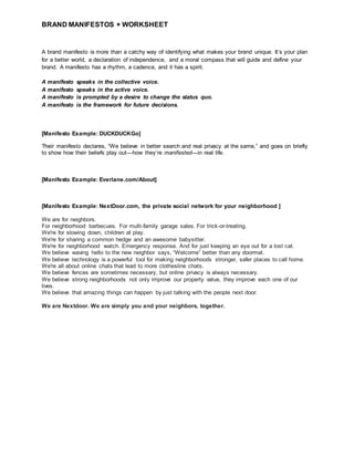 Brand Manifesto Examples