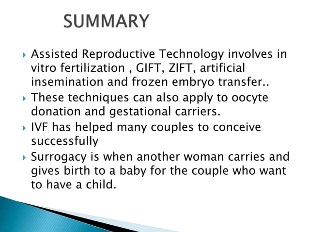 Artificial Reproductive Technology | PPTX | Infertility | Reproductive ...