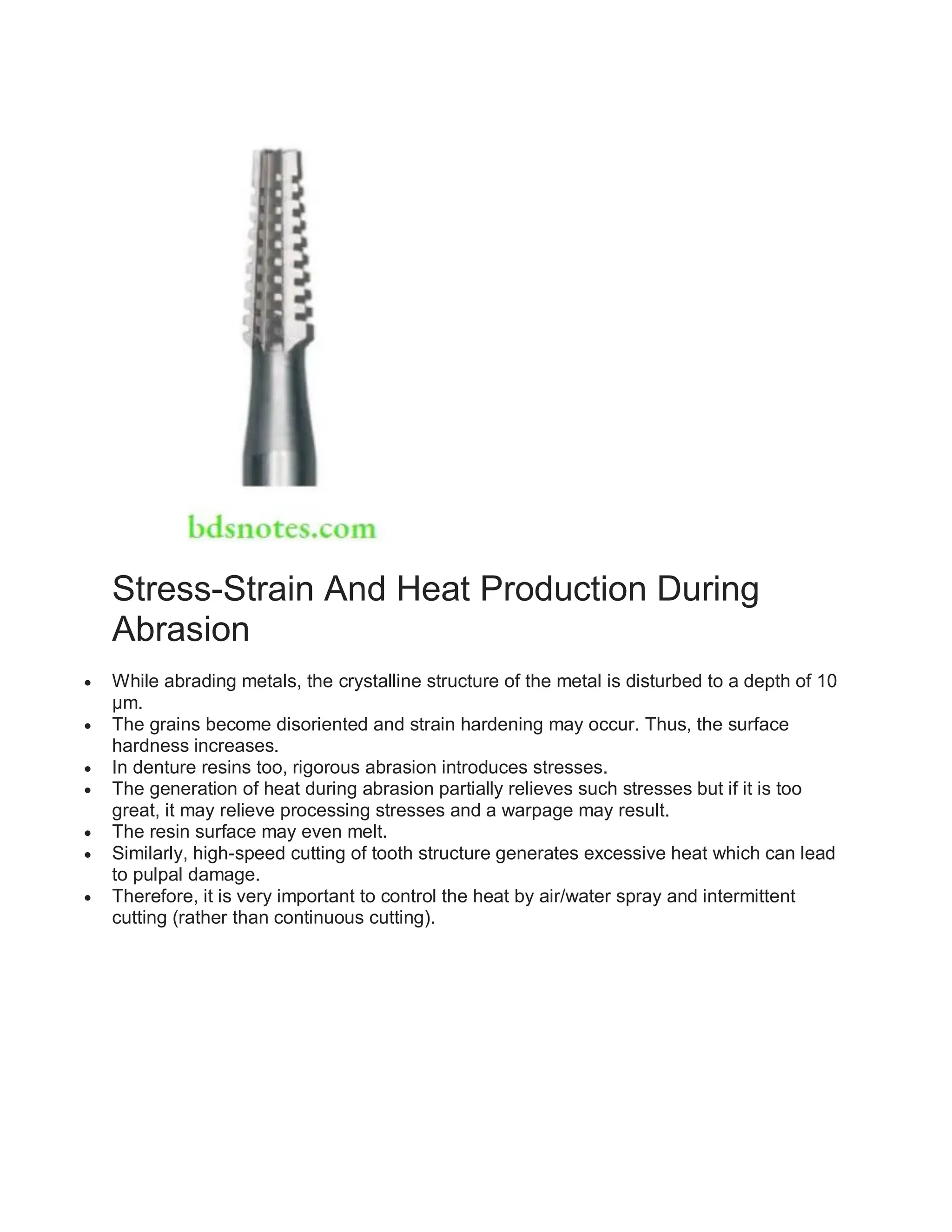 Abrasion And Polishing In Dentistry Notes | PDF