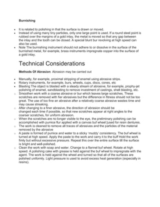 Abrasion And Polishing In Dentistry Notes | PDF
