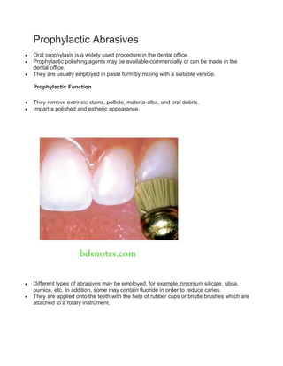 Abrasion And Polishing In Dentistry Notes | PDF