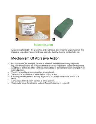 Abrasion And Polishing In Dentistry Notes | PDF | Oral care | Personal Care