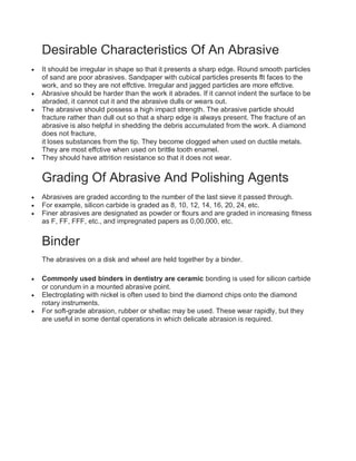 Abrasion And Polishing In Dentistry Notes | PDF