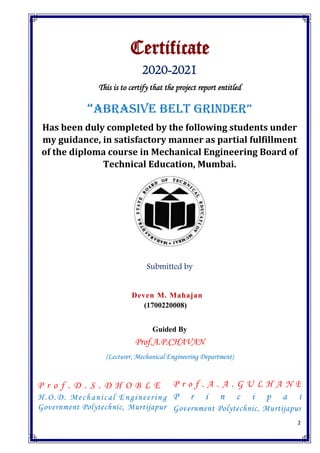 Abrasive belt grinder capstone report | PDF