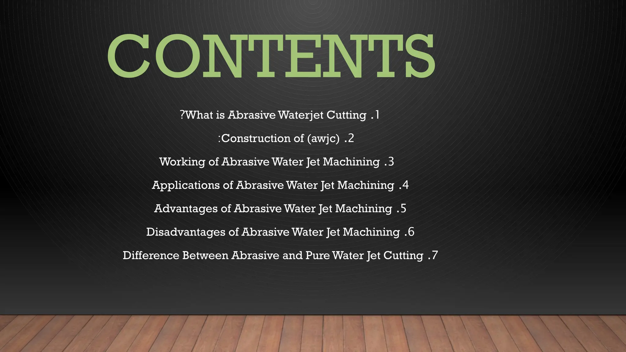 Abrasive Water Jet Cutting (AWJC) Presentations.pptx | Chemistry | Science