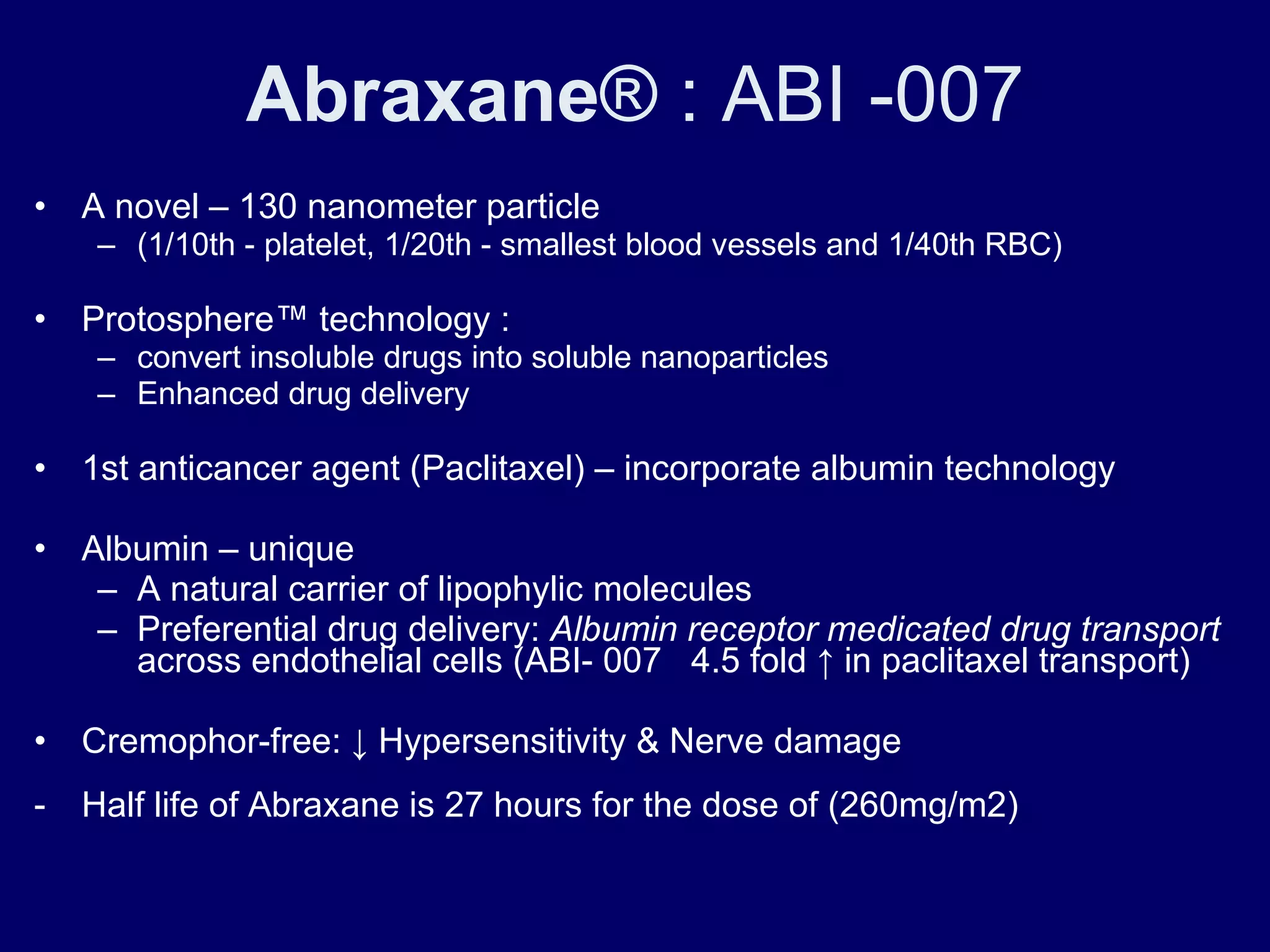 ABRAXANE in Radiation Therapy | PPT