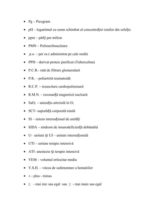 Abrevieri și simboluri folosite în limbajul și scrierea medicală | DOC