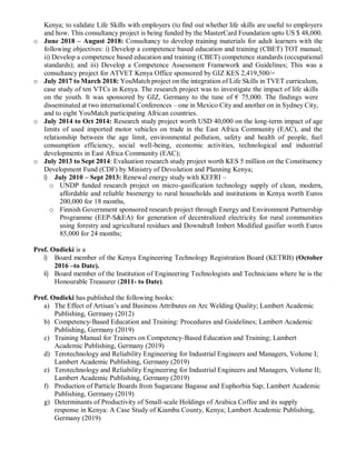 Abridged cv for prof. charles m.m. ondieki[f] | PDF