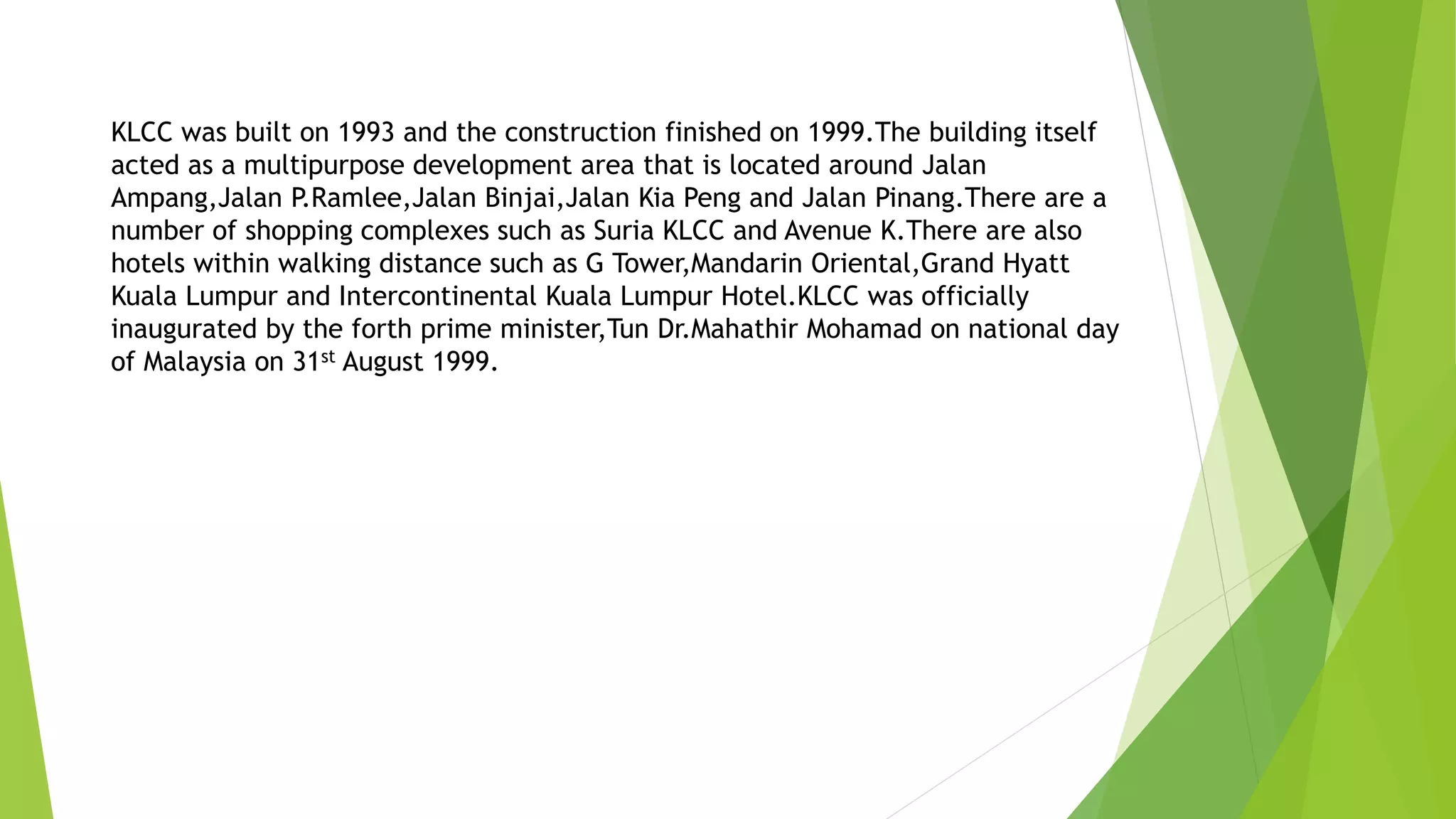 A brief background & development history on klcc | PPTX