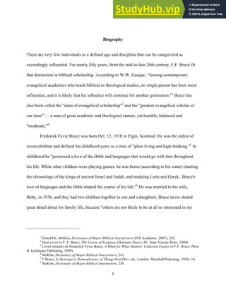 A Brief Biography Of F.F. Bruce | PDF