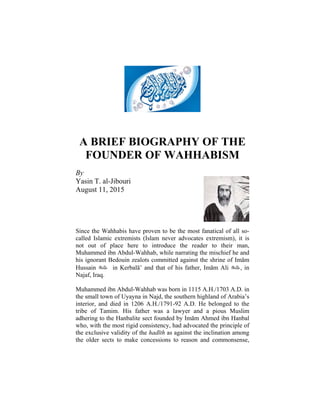 A brief biography of the founder of wahhabism | PDF