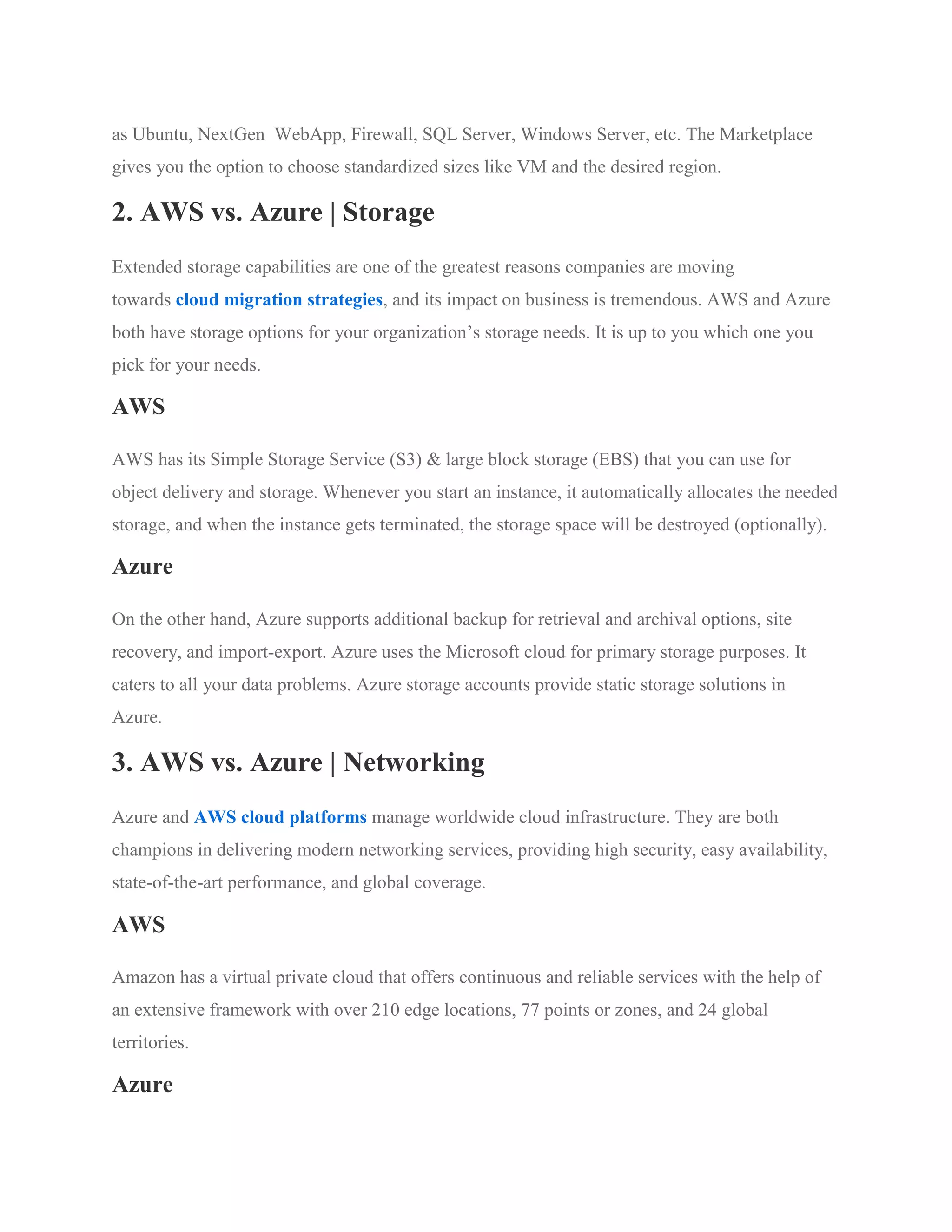 Cloud Services | A Brief Comparison Between Azure Vs AWS | DOCX